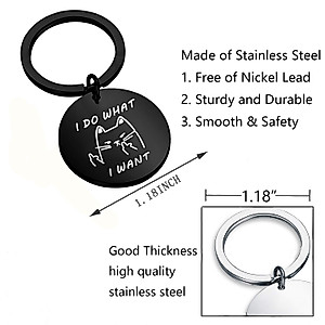 BNQL Funny Cat I Do What I Want Keychain Bracelet Geeky Keyrings Gifts (black)