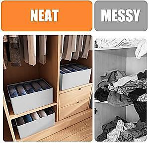 WACNRHXG Large Wardrobe Clothes Organizer,2 Pack Closet Organizers and Storage with Handles,Foldable Fabric Drawer Organizers Dividers for Clothing,Jeans,Sweater,Bras,Underwear,Shirt,Grey