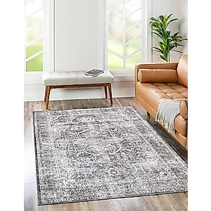 The Rug Collective Machine Washable Area Rugs 9x12 Living Room- Distressed, Vintage, Premium Recycled Cotton | Fade & Stain Resistant, Pet & Kid Friendly, Eco Friendly, Non-Shed, Non-Slip | Kendra Ash