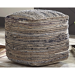 Signature Design by Ashley Absalom Hemp Pouf, 16 x 16 Inches, Multicolored