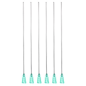 PATIKIL 18Ga x 5 Inch Dispensing Needle Tips, 6Pcs Stainless Steel and Plastic Glue Needle Tube Blunt Tips with Luer Lock for Glue Oil Applicator, Green