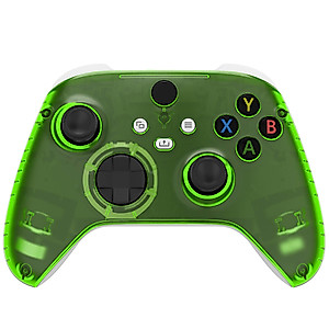 eXtremeRate Side Rails Grips Shell for Xbox Core Wireless Controller, Clear Green Replacement Part Front Housing Cover Handles Faceplate for Xbox Series X & S Controller [Controller Excluded]