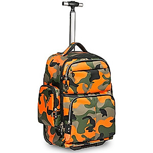 20 inches Big Storage Multifunction Travel Wheeled Rolling Backpack Luggage Books Laptop Bag by HollyHOME