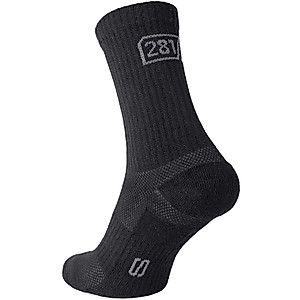 281Z Military Cotton Micro Crew Boot Socks - Cushioned Sole - Moisture Wicking - Odor Resistant - Hiking Trekking Outdoor (Black Medium 2 Pairs)
