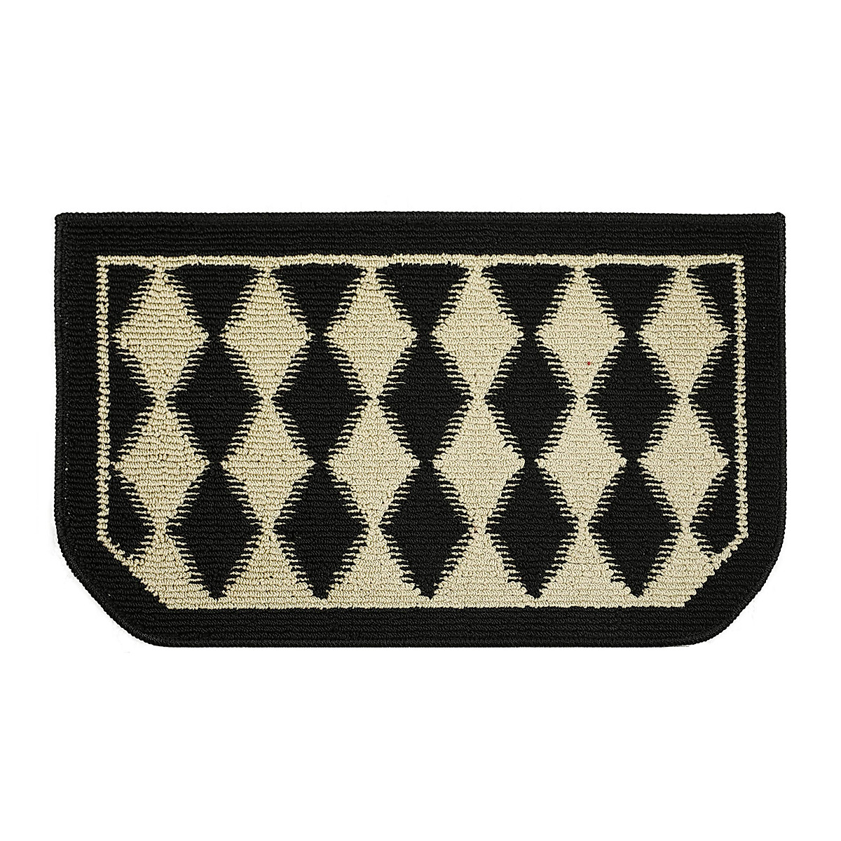 Marina Decoration Decor Luxury Non-Slip Rubber Backing Safety Ultra Water Absorbent Soft Woven Fluffy Runner Area Carpet Floor Mat Indoor Kitchen Rug, Black Pumice Geometric Design 2 Pieces Set