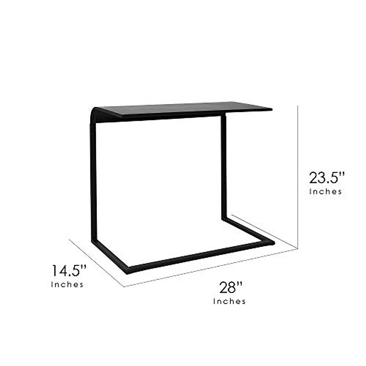 American Art Decor Black Mobile, Portable, & Compact Home Office C-Shaped Desk