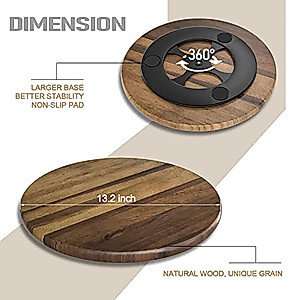 Lazy Susan Kitchen Cabinet Organizers - 13.2 Inch Acacia Wood Lazy Susan Turntable Organizer for Pantry Table Countertop Bathroom Organization and Storage, Non-Skid, Strong Kitchen Accessories