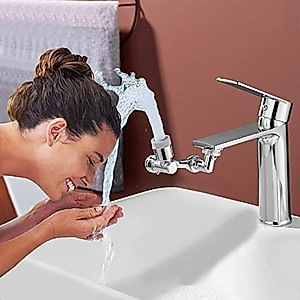1080 ° rotating sink faucet aerator,faucet extender,2 kinds of water outlet mode robot arm faucet adapter for gargling, washing eyes,washing hair,washing face,washing sink (Dual Mode)