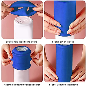 GORGECRAFT 2PCS Unseamed Silicone Wrap for Sublimation Tumblers 20oz Reusable Silicone Sublimation Sleeve Mug Clamp Sleeve Fixture for Full Wrap Tumbler Blanks Sublimation(Blue)