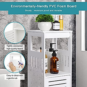 YIGANG Waterproof Bathroom Storage Cabinet,FreeStanding Cabinet Organizer Unit with 1 Door and Shelf for Store Toilet Paper,Shampoo,White