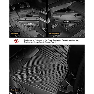 3W Floor Mats Fit for Ford F150/F-150 Lightning SuperCrew Cab 2015-2024, TPE All Weather Custom Fit Car Accessories 1st and 2nd Row Full Set Car Liners (Without Under-Seat Storage)