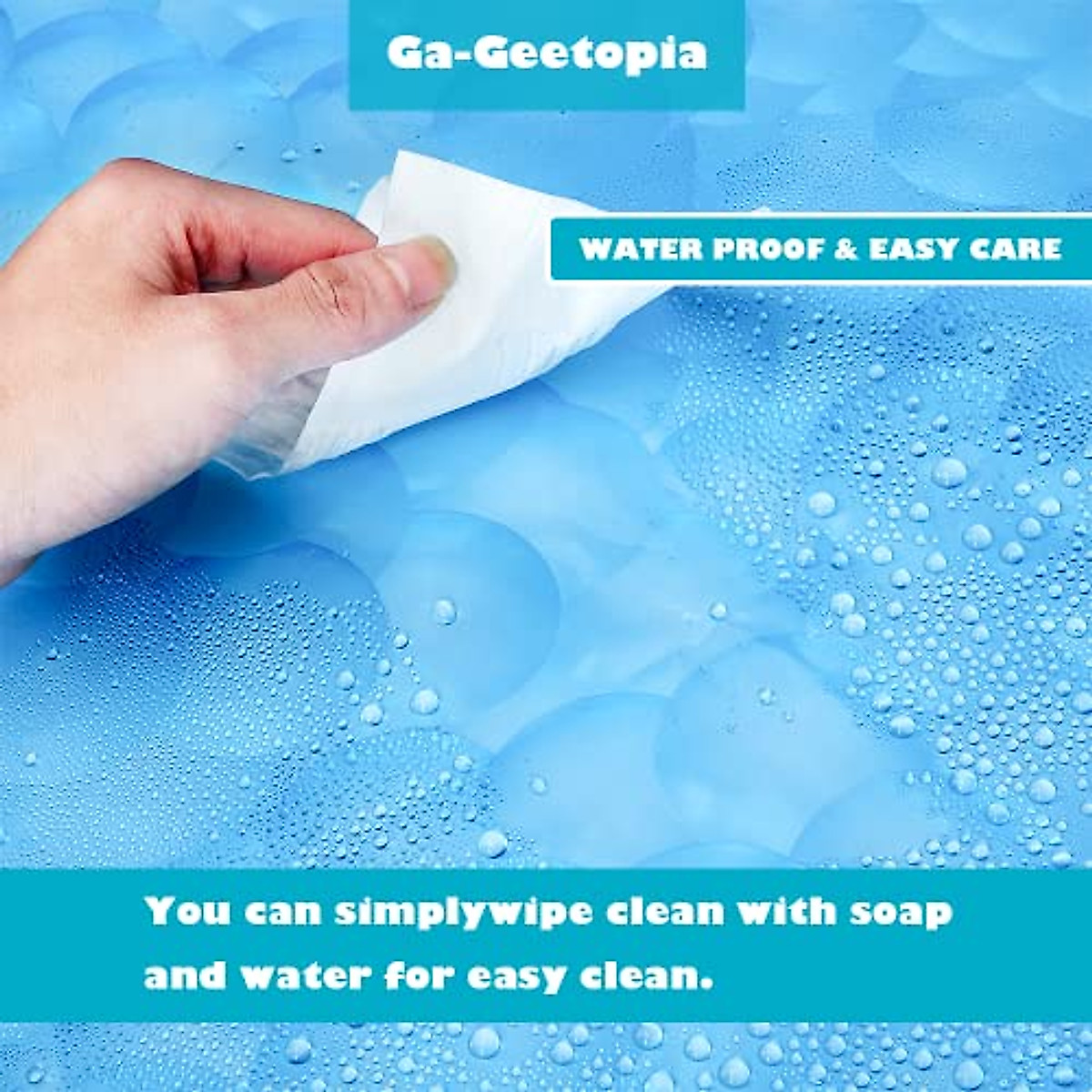 Ga-Geetopia EVA 3D Blue Pearl Water Cube Plastic Shower Curtain Liner - Premium Light Weight 72" x 72" Blue Bathroom Shower Showroom Curtain Liner with Rustproof Metal Gromments and Weighted Magnet