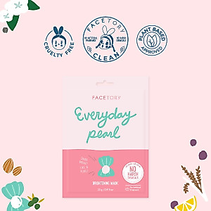 FACETORY K Beauty Face Mask Skin Care - Everyday PEARL Brightening Sheet Mask | Plant-Based with Pearl Essence (5 Pack)