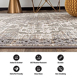 Rugshop Distressed Traditional Indoor/Outdoor Area Rug 5' x 7' Beige