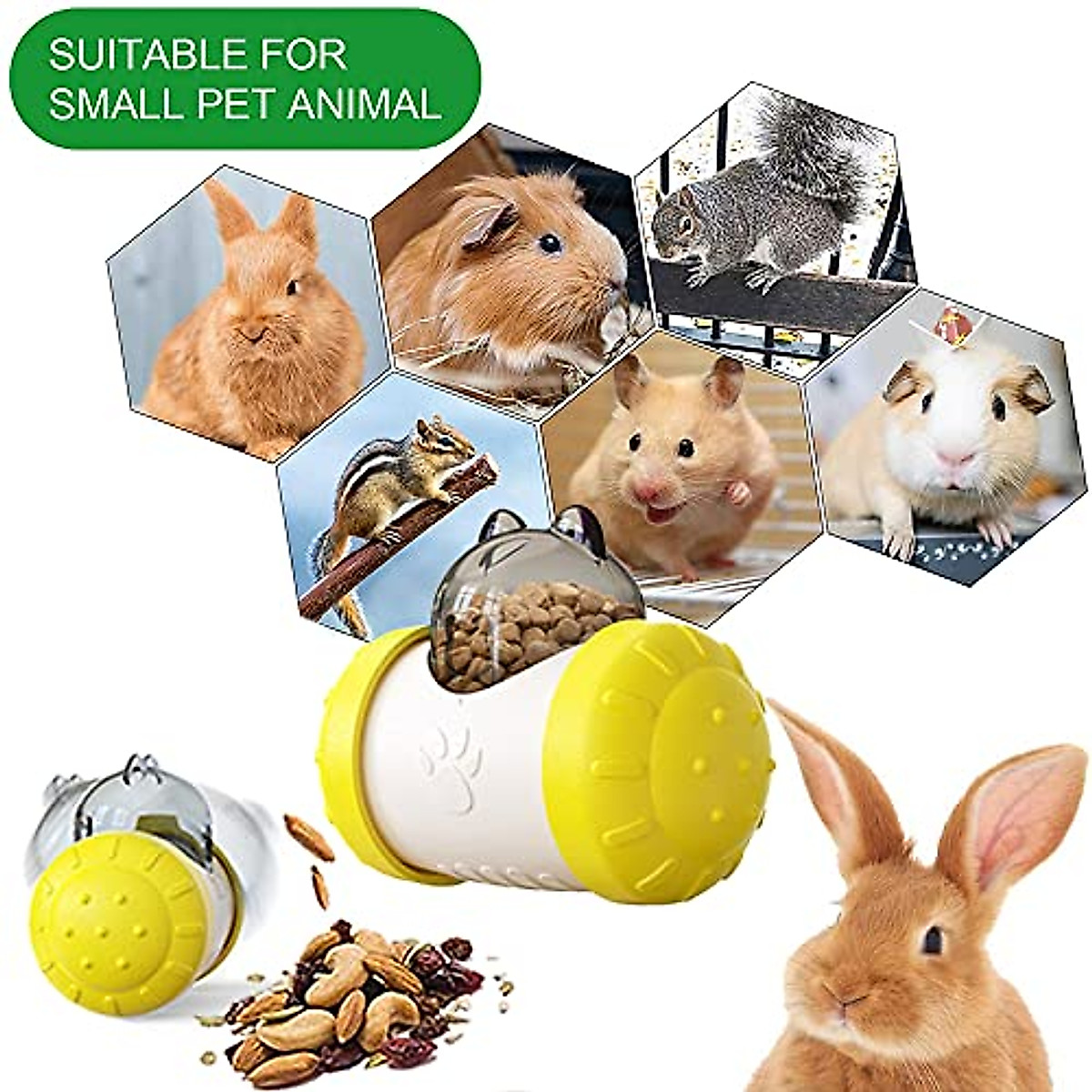 Rabbit Interactive Treat Ball, Guine Pig Interactive Toy and Meal Dispenser, Helps regulate pet gastrointestinal problems, Improve Digestion and Fight Obesity, Can Use with Food or Treats