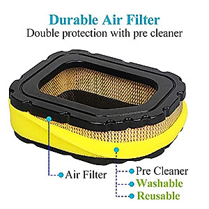 HOODELL 2 Pack 32 083 03 Air Filter Fit Kohler Courage Engine SV710 SV715 SV720 SV730 SV735 SV740 Lawn Mower, Replace 32 083 05-S Pre Cleaner 32 883 03-S1 Air Filter