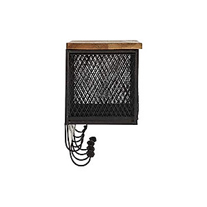 Linon 4-Basket Wall Organizer, 23.5" L x 7.25" W x 12.4" H, Brown, Black