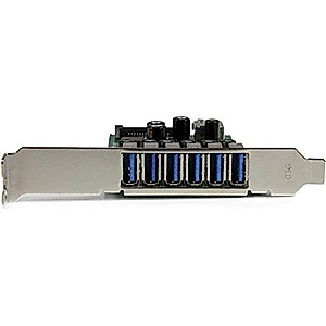 StarTech.com 7 Port PCI Express USB 3.0 Card - 5Gbps - Standard & Low-Profile - SATA Power - UASP Support - 1 Internal & 6 External USB 3.0 Ports , TAA (PEXUSB3S7)