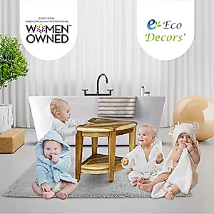 EcoDecors Snazzy Corner Teak Shower Corner Stool 2-Tier Wood Corner Shower Seat Spa Bench with Shelf,18 Inch Corner Stool For Shower in Earthy Teak Finish