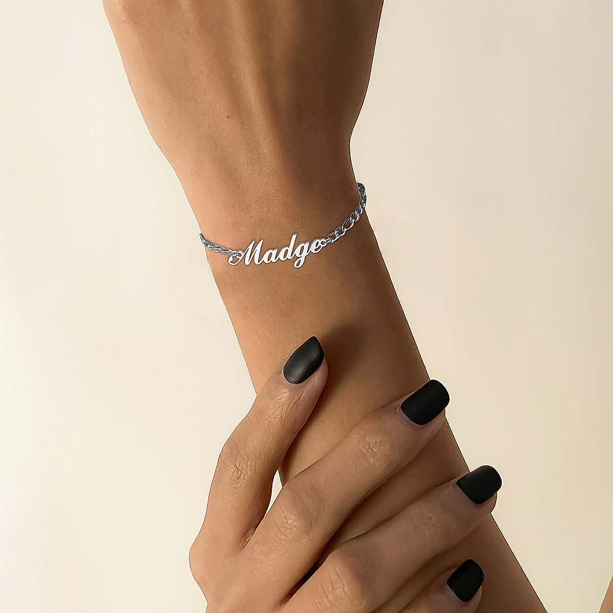 Jewenova Sterling Silver Name Bracelet/Anklet Personalized Cuban Chain Bracelet with Name S925 Custom Anklet Personalized Jewelry Gift for Women