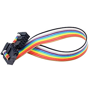whiteeeen 10pcs 10 Pin for Flat Colorful Ribbon Cable 0.1" Pitch Female to Female Sockets About 7.87" IDC Connector