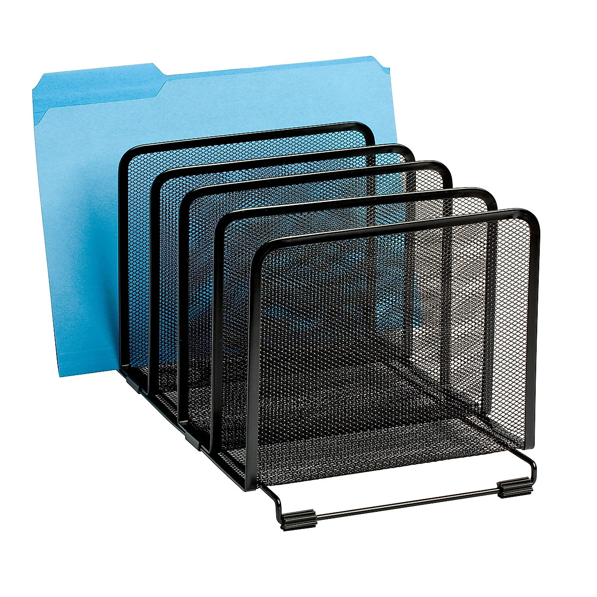 Rolodex Mesh Collection Stacking Sorter, 5-Section, Standard Packaging , Black