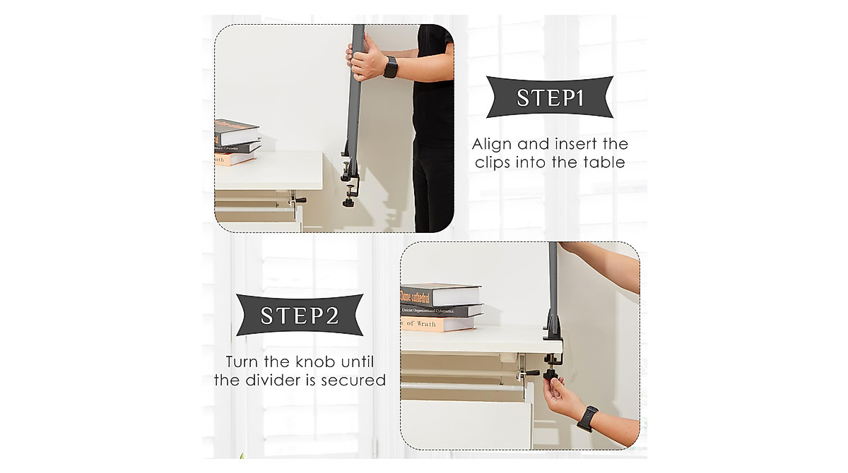 Jetec Clamp on Desk Divider for Office Acoustic Desk Privacy Panel ...