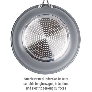 Goodful Ceramic Nonstick 11 Inch Frying Pan, Dishwasher Safe Pots and Pans, Comfort Grip Stainless Steel Handle, Skillet Made without PFOA, Gray