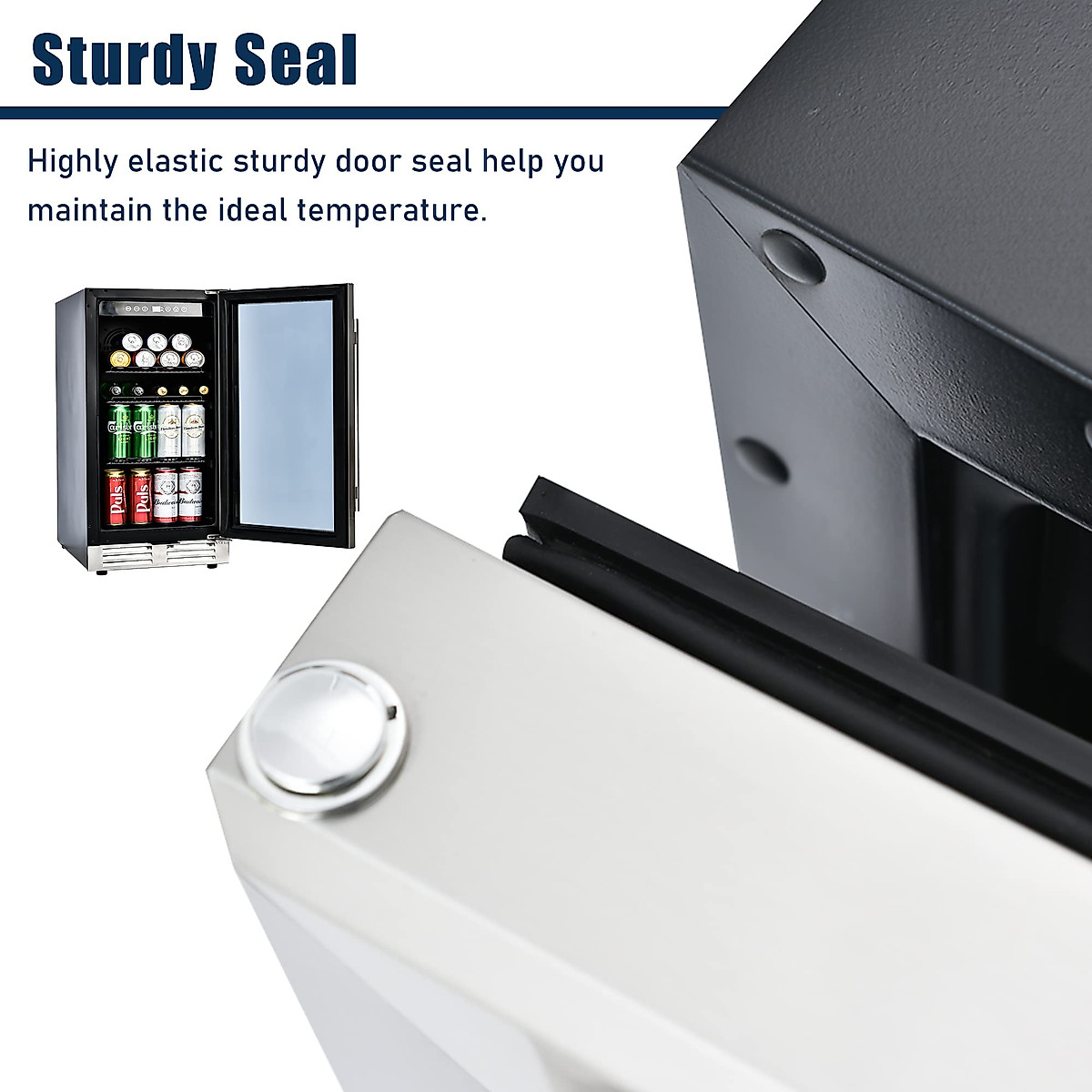 LUMISOL Mini Beverage Refrigerator and Cooler, 15" Cooler Under Counter Built-in or Freestanding, 120 Cans Capacity Wine Cabinet with Blue Interior Light Adjustable Shelves, for Home Bar office