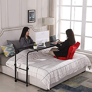 NOVII Overbed Table Standing Workstation with Wheels overbed Desk Height and Width Adjustable Writing Desk for Home Office (Black)