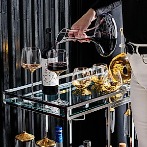 Large Elegant Wine Decanter with Aerator Pourer - Clear Hand Blown 100% Lead-Free Crystal Glass Wine Carafe - Red Wine Decanter Bottle, Wine Lovers Accessory Gift - 1600ml.