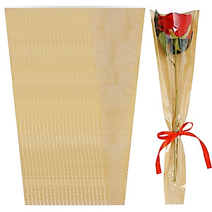 50Pcs Single Rose Sleeve Flower Wrapping Bags Kraft Paper Flower Wrapping Paper Single Floral Sleeves Flower Rose Bouquet Wrapping Sleeves Flower Wrap Bags for Mother's Day Wedding Bouquet Valentine's Gifts (Brown, 5x15.75in)