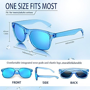 Pibupibu 10 Pack Neon Party Sunglasses Bulk, Wholesale Retro 80s Clear Colorful Mirrrored Lens Sunglasses Party Favors