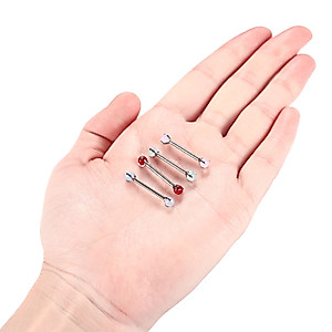 FUNLMO 14G Nipple Rings Nipple Piercings Tongue Rings Tongue Piercings G23 Titanium Nipple Jewelry Nipple Barbells Nipple Piercing Jewelry Straight Barbell 16mm Green Imitation Jade Nipple Bars