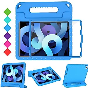BMOUO Kids Case for iPad Air 5th/4th Generation (10.9 inch,2022/2020), iPad Air 5/4 Case with Screen Protector, Shockproof Protective Kids Case with Handle Stand for iPad Air 4/5 Gen, Blue