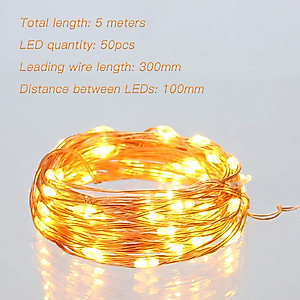 Ariceleo Led Fairy Lights Battery Operated, 1 Pack Mini Battery Powered Copper Wire Starry Fairy Lights for Bedroom, Christmas, Parties, Wedding, Centerpiece, Decoration (5m/16ft Warm White)