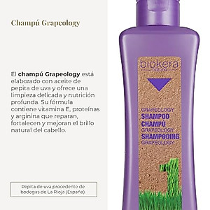 Salerm - Shampoo for White or Bleached Hair - Grapeology Biokera Natura Shampoo - 300 ml - With Grape Seed Oil - Nourishes and Hydrates Hair - Gentle Cleanse - Prevents Color Oxidation