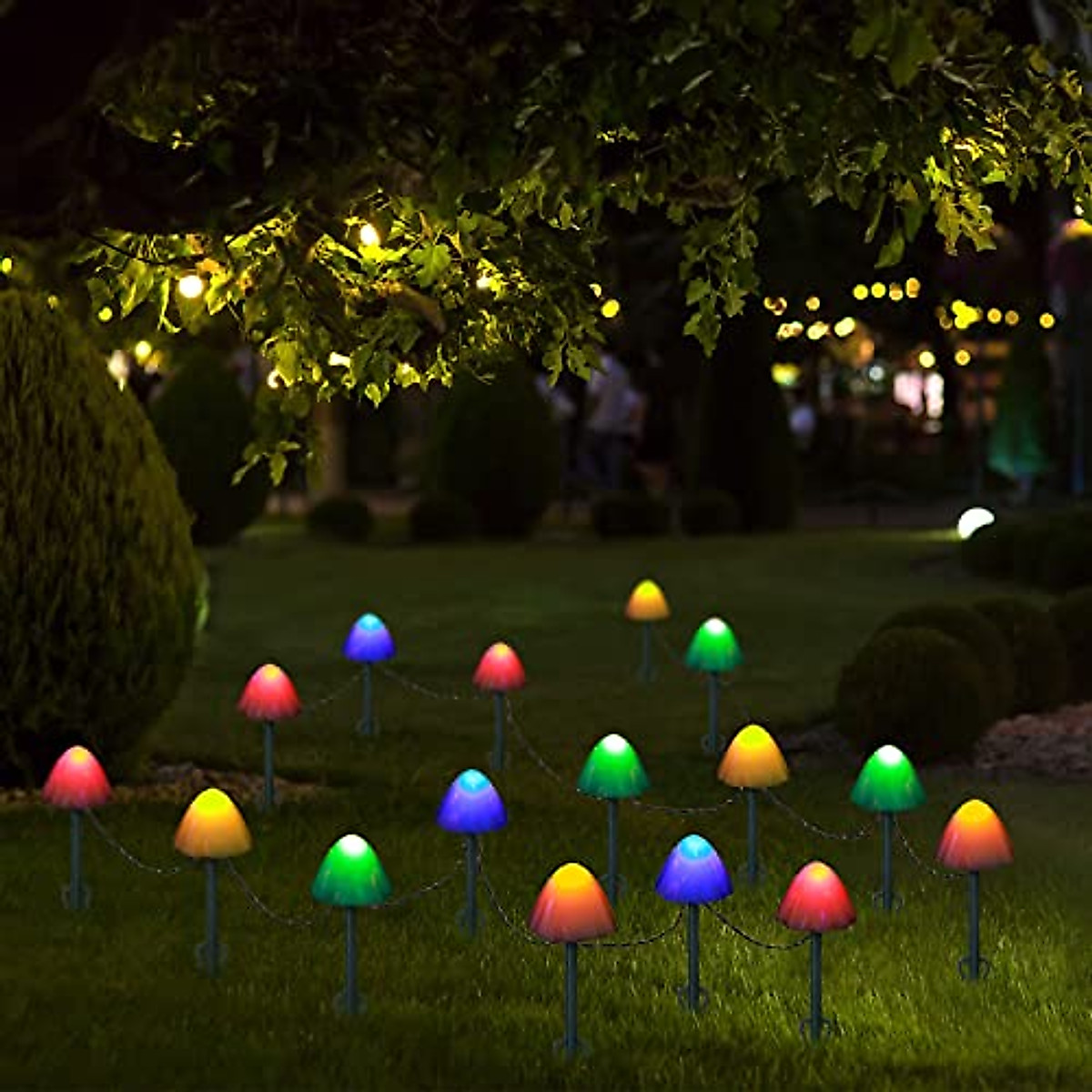 Remagr 4 Set 48 LED Mushroom Solar Lights 50 ft Mini Shaped Pathway Landscape Modes Powered Night Light Waterproof for Garden Patio Lawn Backyard Christmas , multiple colors