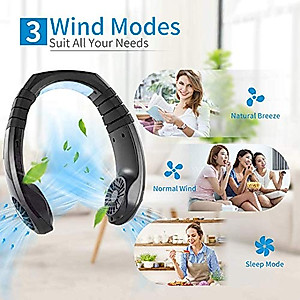 Mini Portable USB Air Conditioner Fan, Hanging Neck Air Cooler Smart Sport USB Fan, Hanging Neck Cooler Physical Cooling, Travel Wearable Necklace Fan (Black)