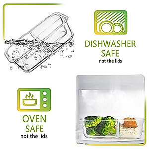 M MCIRCO [5-Pack,36 oz] Glass Meal Prep Containers 3 Compartment with Lids, Glass Lunch Containers,Food Prep Lunch Box,Bento Box, Microwave, Oven, Freezer, Dishwasher (4.5 Cups, White)
