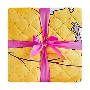 Beauty and The Beast Bedding Twin Bed Set for Girls - Bundle with Belle Bed Sheets with Flat Sheet, Fitted Sheet, Pillowcase, Quilted Bedspread Plus Stickers, More | Beauty and The Beast Sheets Twin