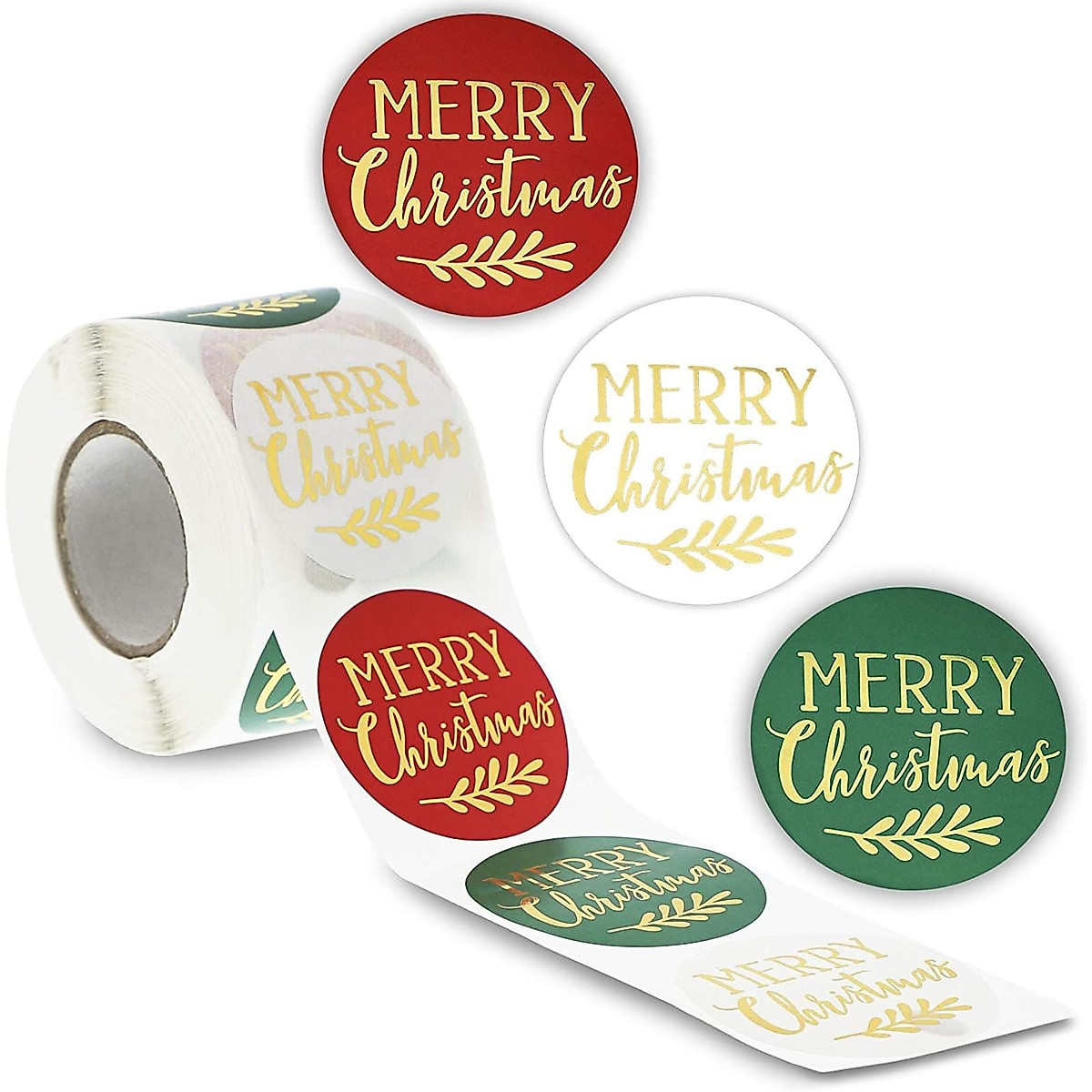 Pipilo Press 500 Pieces Merry Christmas Gold Foil Envelope Stickers, Festive Seals for Envelopes, Gift Tag, Xmas Card Labels Roll for Personalized Greeting Cards and Notes (2 Inch)