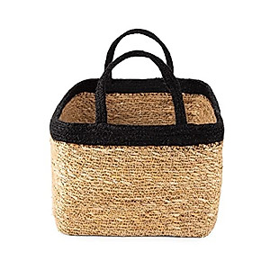 Compactor Tahna Seagrass Storage Basket, Size Large, 34 x 23 x 18cm, Brown/Black, RAN10545