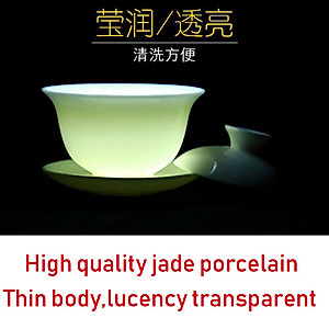 Gaiwan White Glaze Porcelain Teacup kung Fu Tea Service Set for Home Office Decoration (100ml)