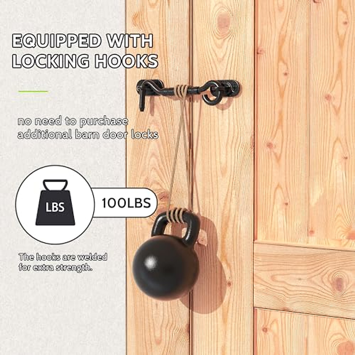 SANKEYTEW 2 Pack 12" Sliding Barn Door Handle Pulls and Flush Two-Sided Hardware Set with Barn Door Latch Lock, Barn Door Handles Black, Rustic, Protective Coating, Easy to Install