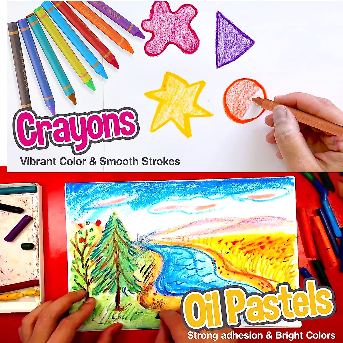 Alloytop 226 Pcs Art and Craft Supplies Colored Pencils - School Supplies Kit Painting Drawing Sketching Coloring Teens Girls Boys Kids Ages 6 7 8 9 10 11 12 Years Old with Oil Pastels Crayons