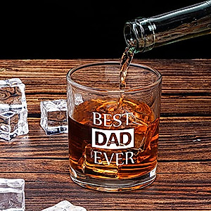 Modwnfy Fathers Day Gift for Dad, Best Dad Ever Whiskey Glass, Father’s 10 Oz Old Fashioned Glass, Novelty Scotch Glass to Dad Daddy Father Husband Friend, Novelty Gift Idea on Father’s Day Birthday