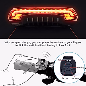 Bike Tail Light Rechargeable with Turn Signals - Laser Drive LED Bike Rear Light - IPX4 Waterproof Smart Bicycle Brake Light for Safer Cycling (USB Cable Included)
