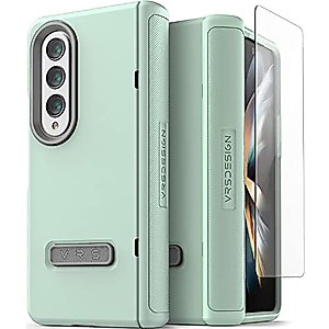 VRS DESIGN Terra Guard Modern for Galaxy Z Fold 4 5G (2022), Premium Modern Neat Style [Anti Scratch Hinge Protection] Case with Tempered Glass Screen Protector (Mint)