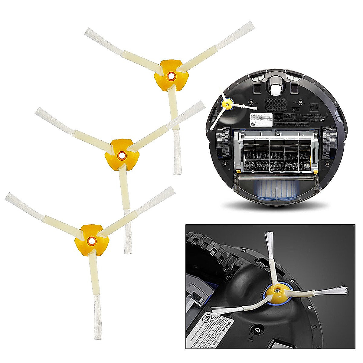 Energup Accessory for Irobot Roomba 500 600 610 620 650 Series Vacuum Cleaner, Package Includes 3Pack Filter, 3Piece Side Brushes, 1 Pack Bristle & Flexible Beater Brush, 2 x cleaning tools